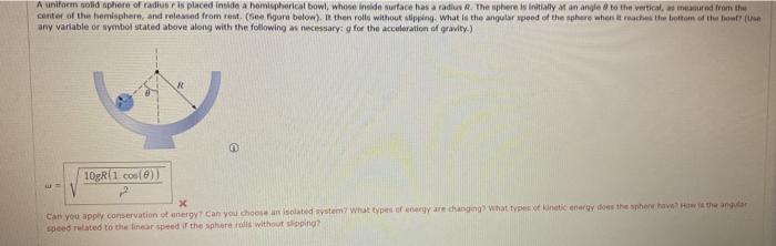 Solved A uniform solid sphere of radusis placed inside a | Chegg.com