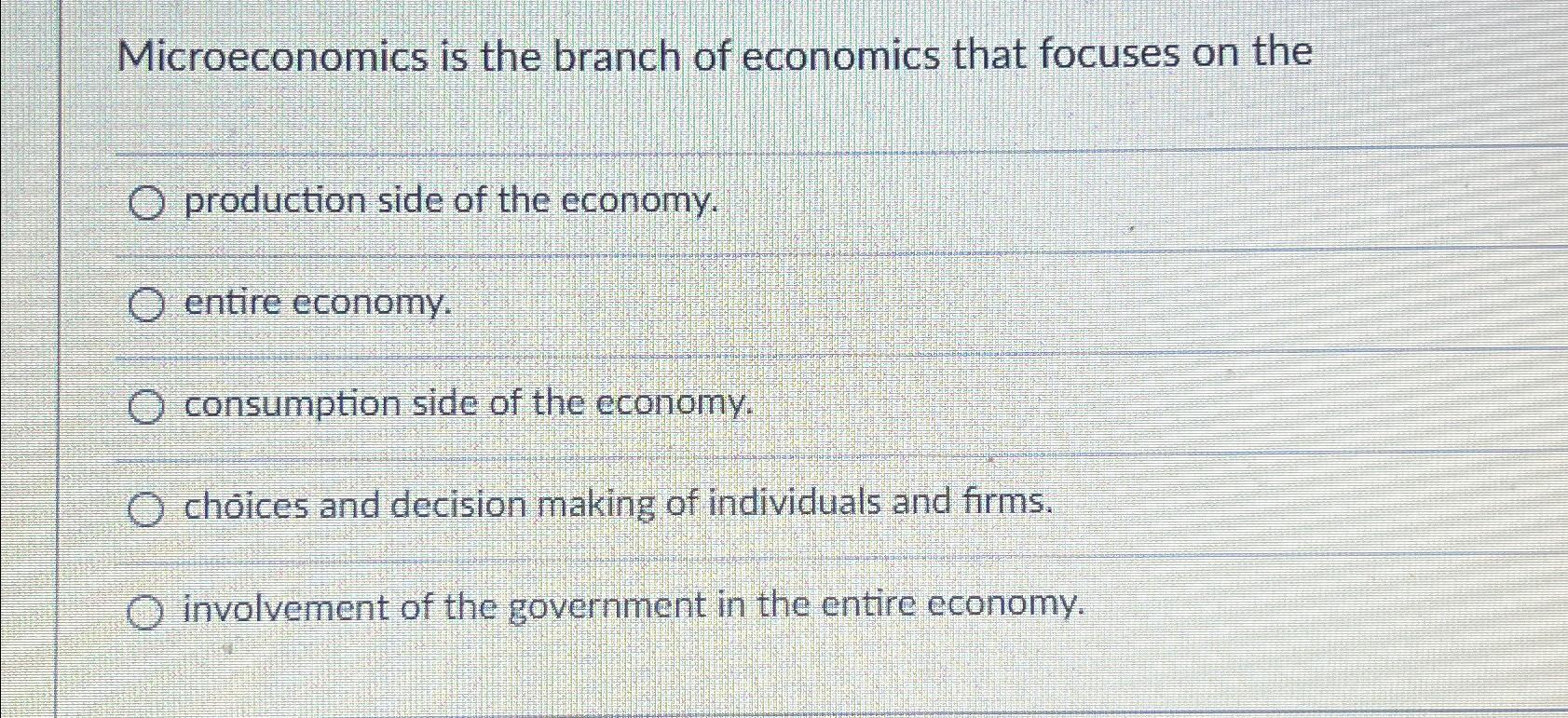 Solved Microeconomics is the branch of economics that | Chegg.com