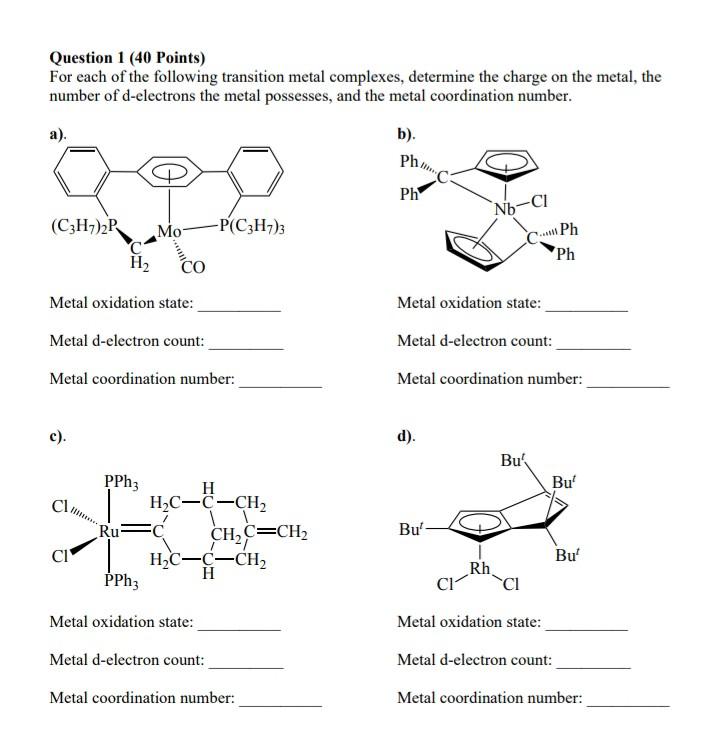 Solved Question 1 (40 Points) For each of the following | Chegg.com