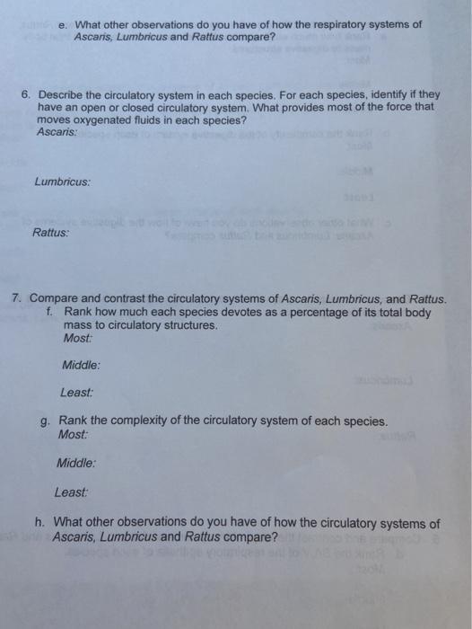 Solved 3. Compare and contrast the digestive systems of | Chegg.com