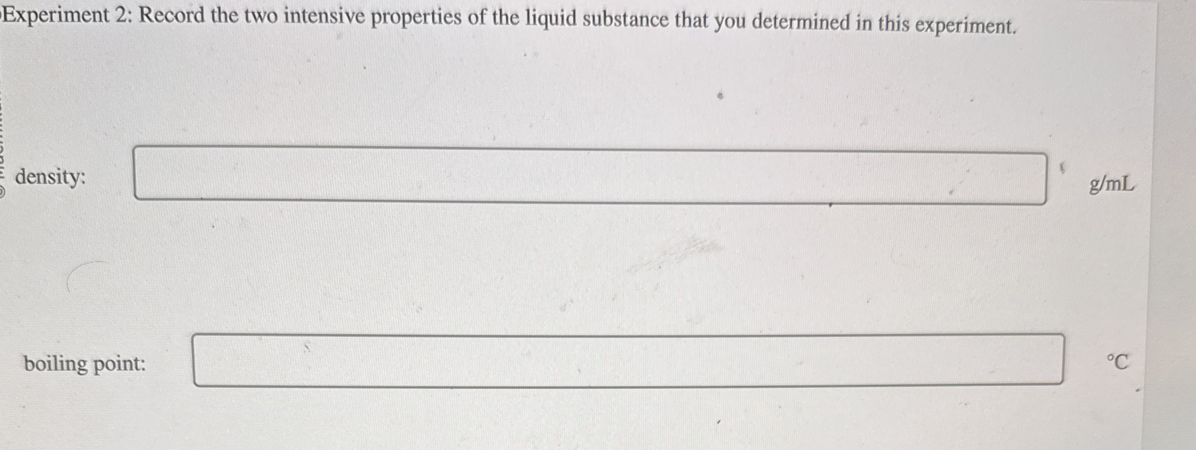 Solved Experiment 2: Record the two intensive properties of | Chegg.com