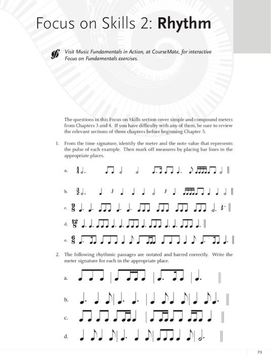 Focus on Skills 2: Rhythm Visit Music Fundamentals in | Chegg.com