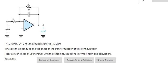 Solved w с R 0- + R-10 kohm. C-10 mF. the shunt resistor is | Chegg.com