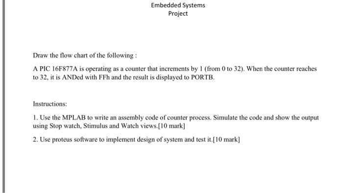 Solved Embedded Systems Project Draw the flow chart of the | Chegg.com