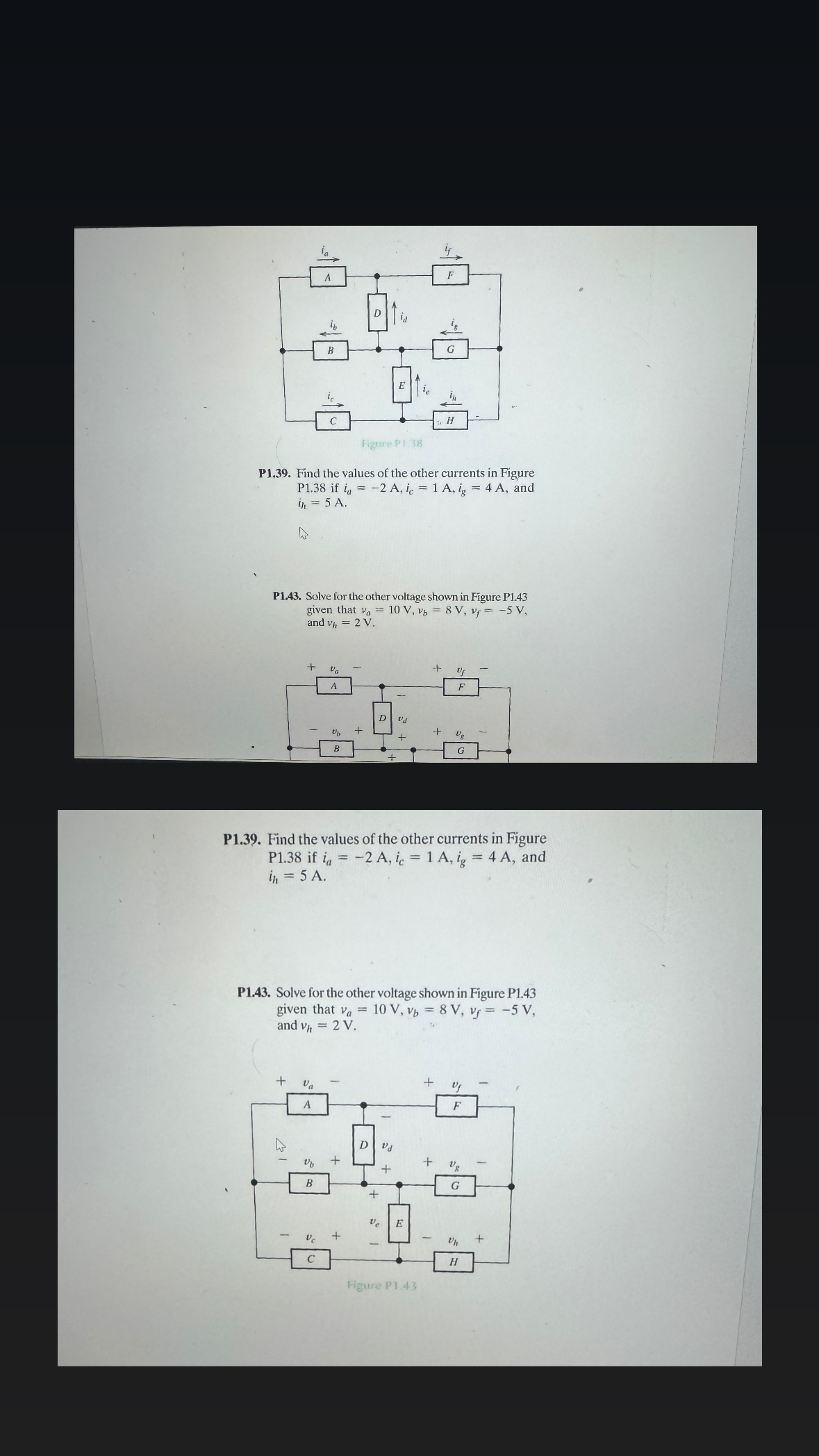 P1.39. ﻿Find the values of the other currents in | Chegg.com