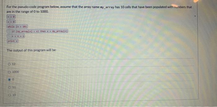 Solved For the pseudo-program below, assume that variables | Chegg.com