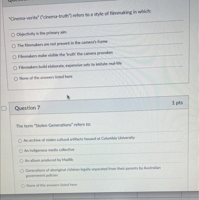 "Cinema-verite" ("cinema-truth") refers to a style of | Chegg.com