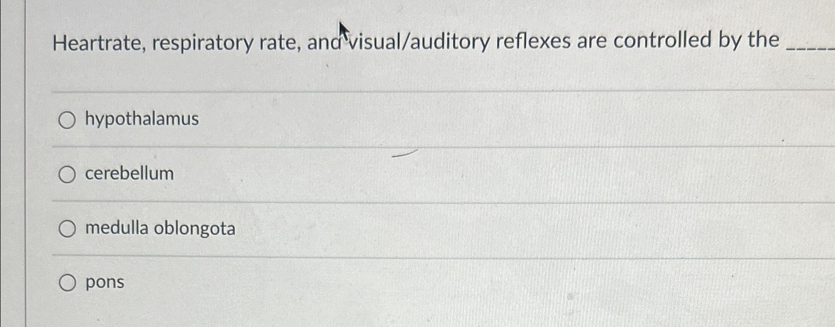 Solved Heartrate, respiratory rate, and visual/auditory | Chegg.com