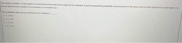 Solved The random variable x is the number of occurrences of | Chegg.com