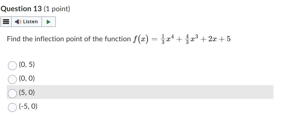 Solved Question 13 (1 ﻿point)Find the inflection point of | Chegg.com