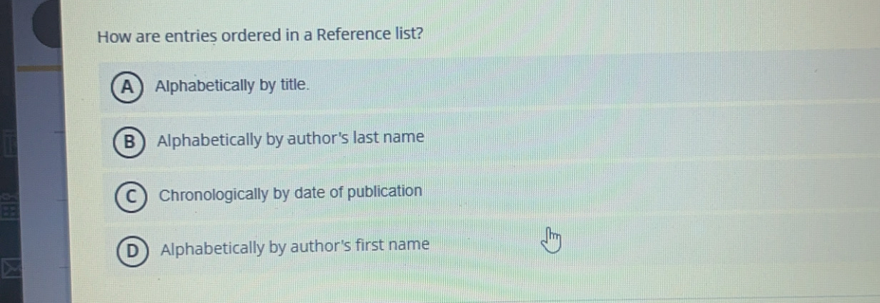 Solved How are entries ordered in a Reference | Chegg.com