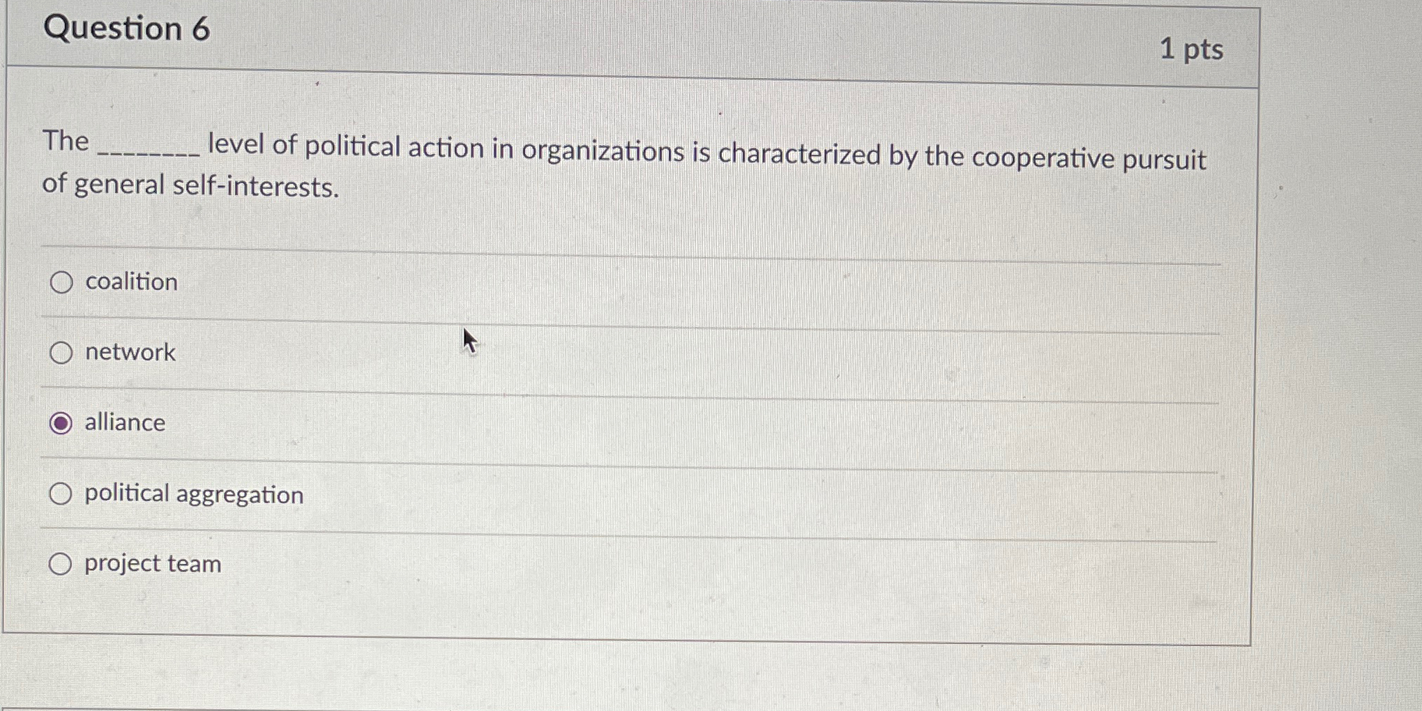 Solved Question 61 ﻿ptsThe ﻿level of political action in | Chegg.com