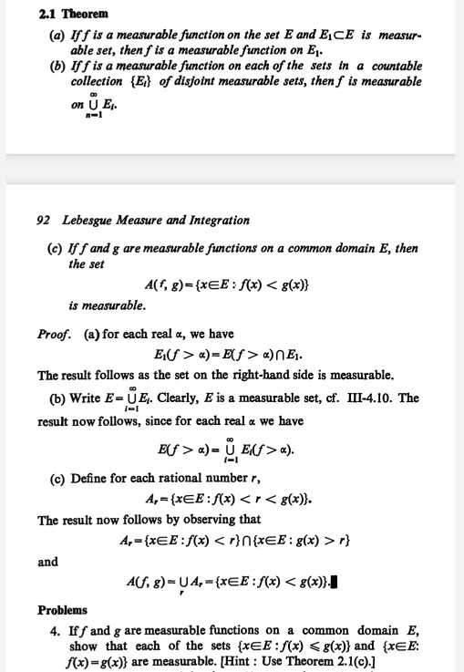Solved 2 1 Theorem A Iff Is A Measurable Function On The