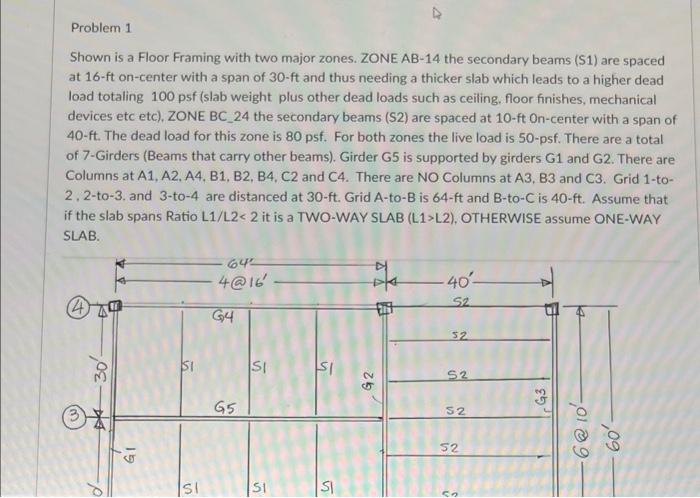 Solved Shown is a Floor Framing with two major zones. ZONE | Chegg.com