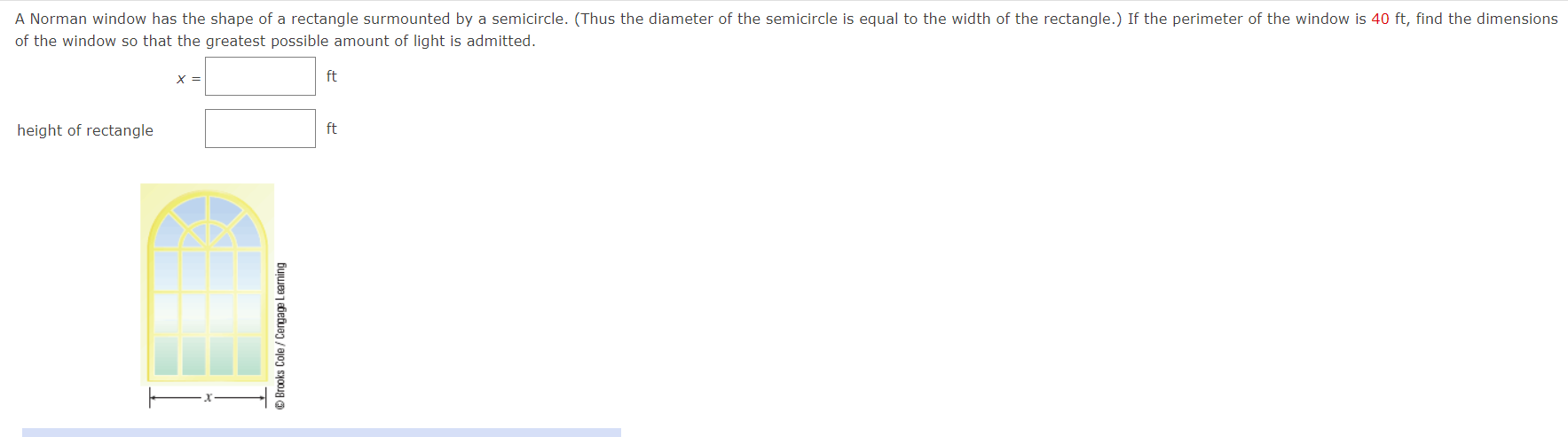 Solved A Norman window has the shape of a rectangle | Chegg.com
