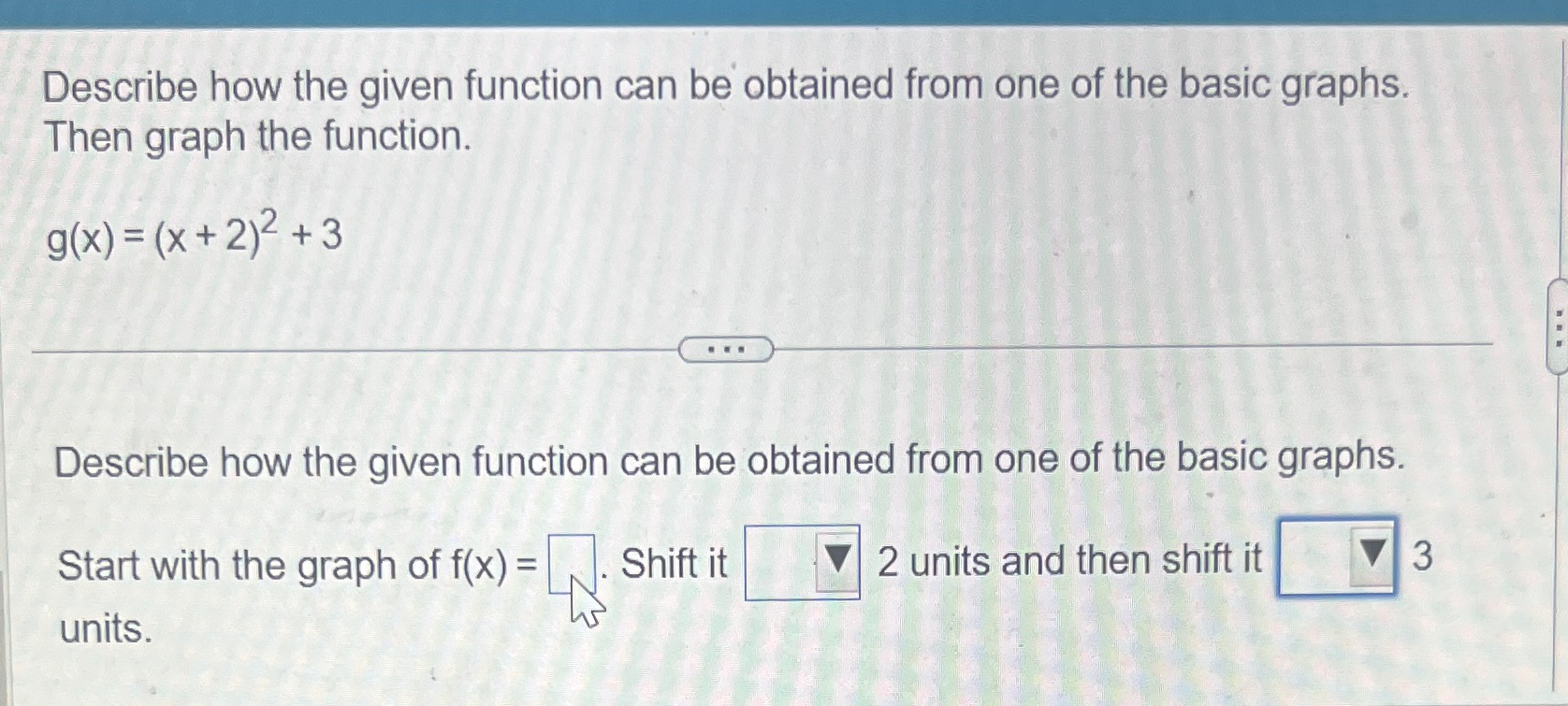 Solved Describe how the given function can be obtained from | Chegg.com