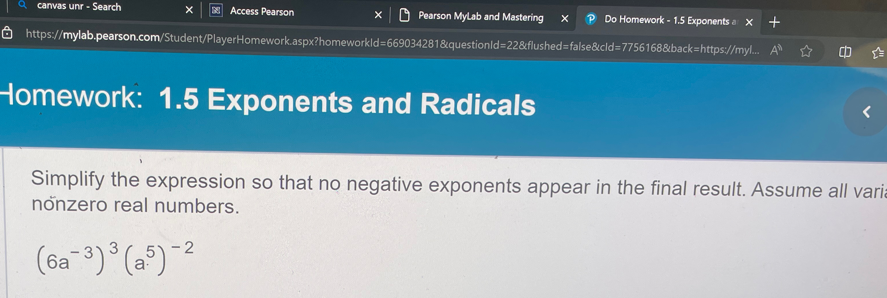 Solved -lomework: 1.5 ﻿Exponents and RadicalsSimplify the | Chegg.com