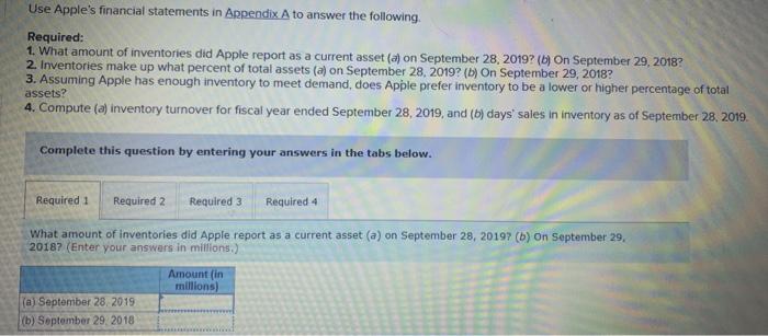 Solved Use Apple's financial statements in Appendix A to | Chegg.com