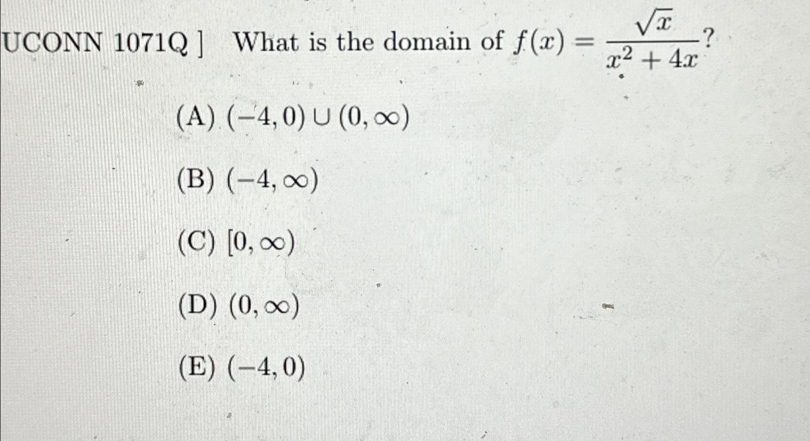 Solved UCONN 1071Q] ﻿What is the domain of | Chegg.com