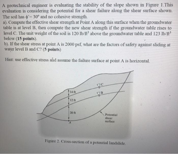 Solved A geotechnical engineer is evaluating the stability | Chegg.com