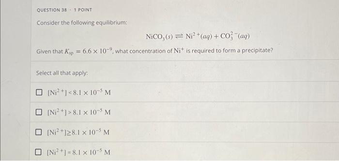 Solved Consider the following equilibrium: | Chegg.com