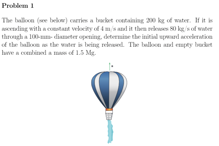 Problem 1The balloon (see below) ﻿carries a bucket | Chegg.com