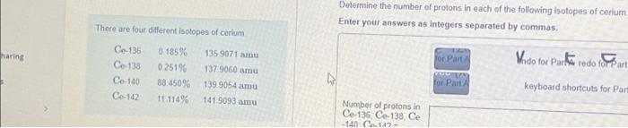 Solved > There are four different isotopes of cerium. Ce-136 | Chegg.com