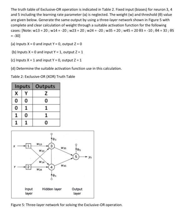 Solved The truth table of Exclusive-OR operation is | Chegg.com
