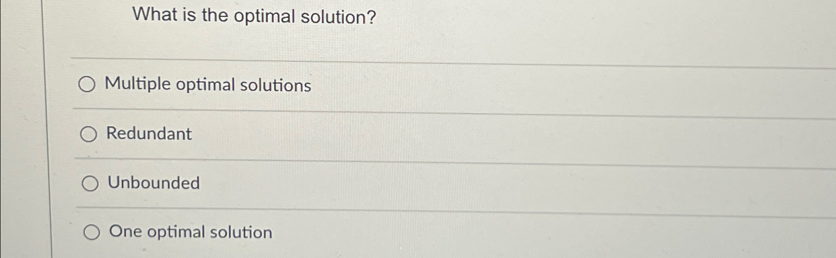 Solved What is the optimal solution?Multiple optimal | Chegg.com