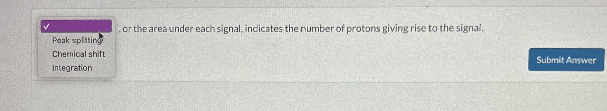 Solved Peak splitting, ﻿or the area under each signal, | Chegg.com