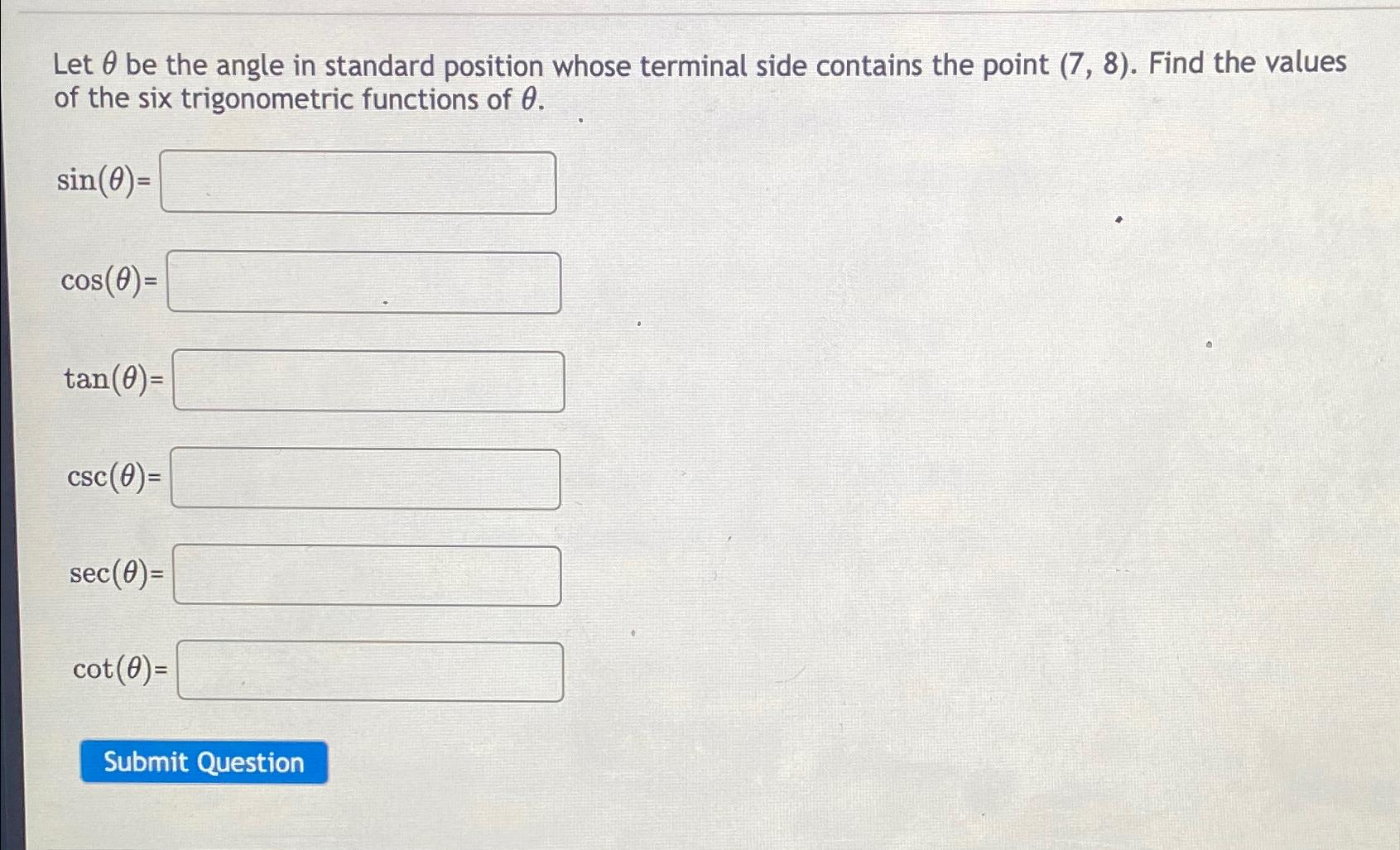 Solved Let θ ﻿be the angle in standard position whose | Chegg.com