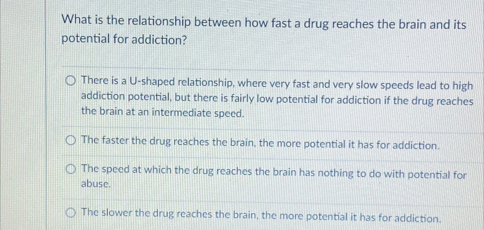 Solved What is the relationship between how fast a drug | Chegg.com