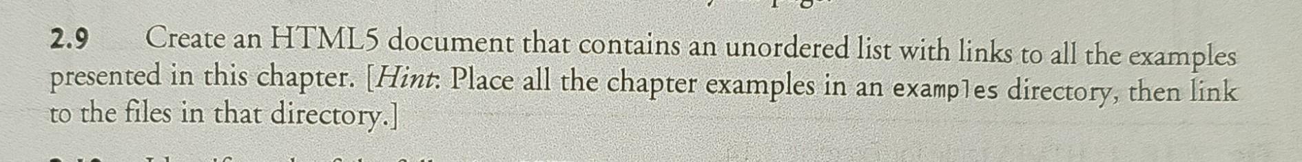Solved 2.9 Create an HTML5 document that contains an | Chegg.com