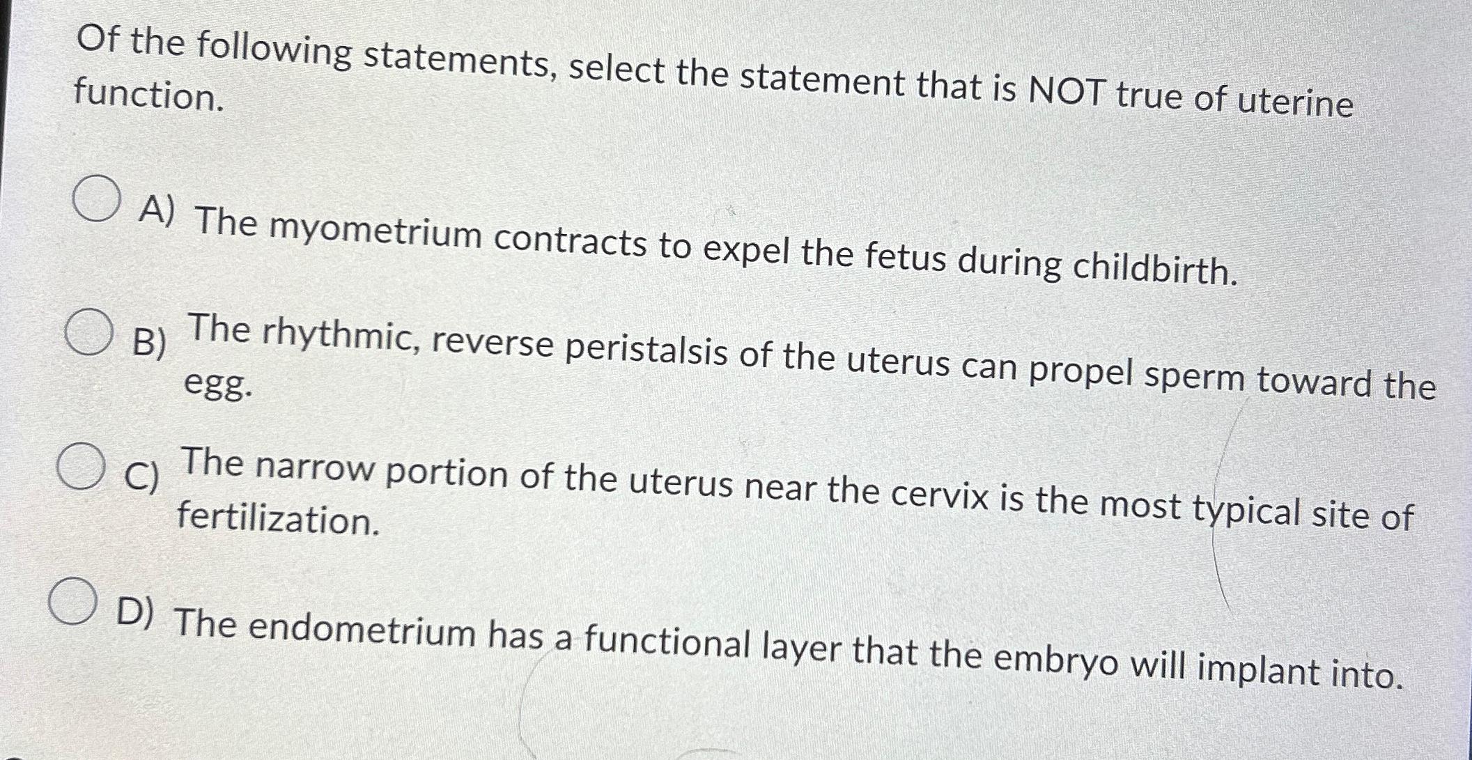 Solved Of the following statements, select the statement | Chegg.com