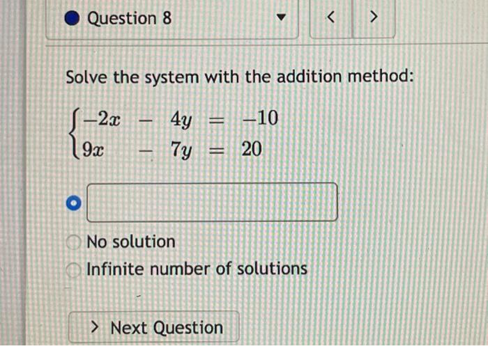 Solved Solve the system with the addition method: | Chegg.com