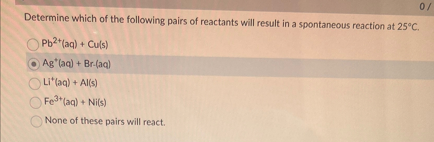 Solved Determine which of the following pairs of reactants | Chegg.com