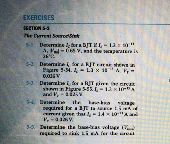 Solved EXERCISES SECTION 5-3 The Current Source/Sink 5-1. | Chegg.com