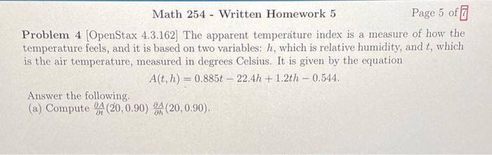 Solved Problem 4 [OpenStax 4.3.162] The apparent temperature | Chegg.com