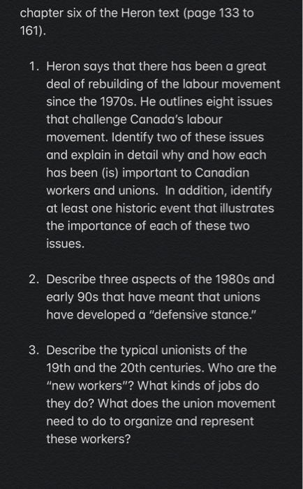 chapter six of the Heron text (page 133 to 161). 1. | Chegg.com