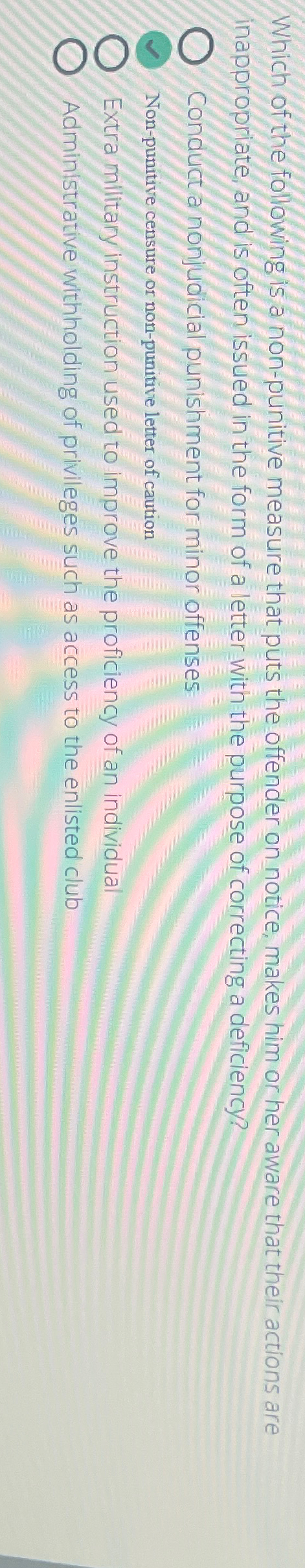 Solved Which of the following is a non-punitive measure that | Chegg.com