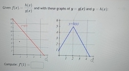 Solved Given f(x)=h(x)g(x) ﻿and with these graphs of y=g(x) | Chegg.com
