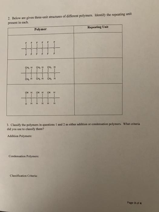 Solved Exercise 14-4: Polymer Structures and Repeating Units | Chegg.com