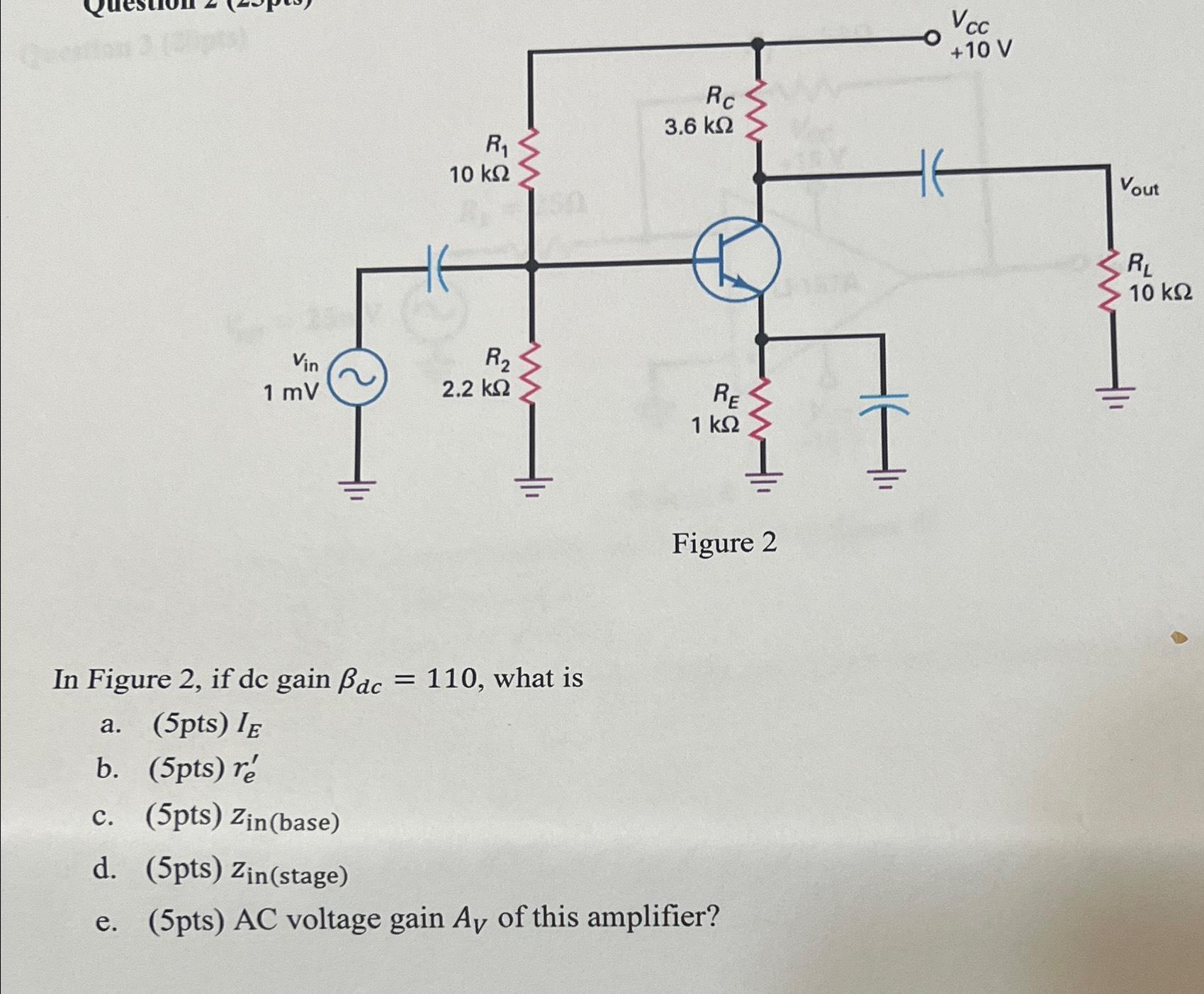 Solved Figure 2In Figure 2, ﻿if dc gain βdc=110, ﻿what | Chegg.com