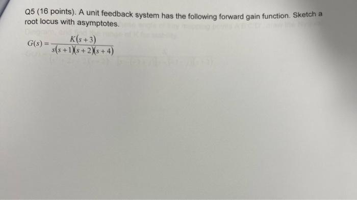 Solved Q5 (16 points). A unit feedback system has the | Chegg.com