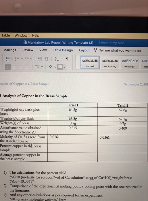 Solved Table Window Help Mandatory Lab Report Writing | Chegg.com