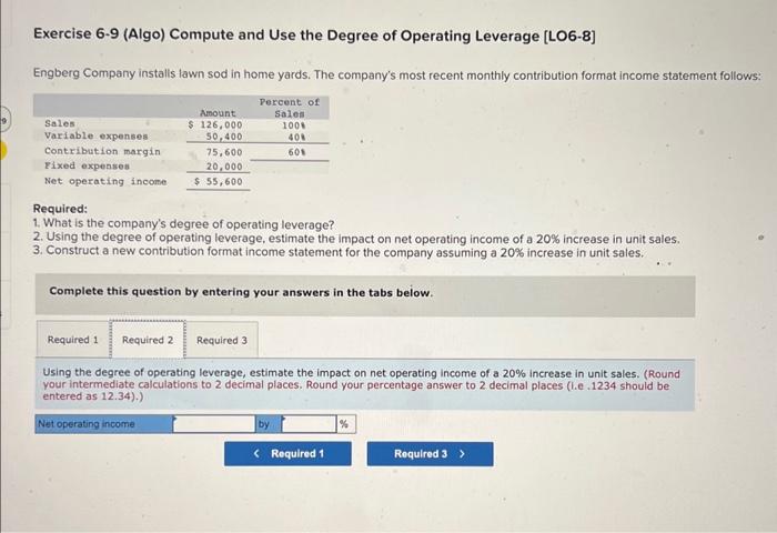 Solved Exercise 6-9 (Algo) Compute and Use the Degree of | Chegg.com
