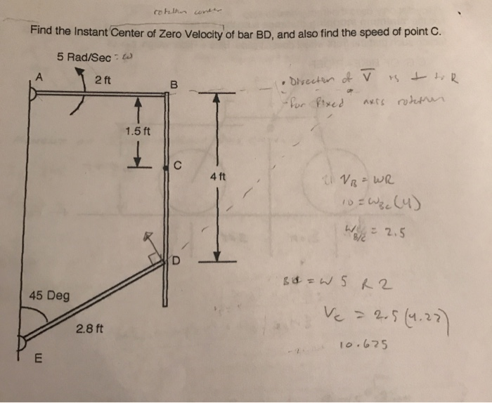 Solved find the instant center of zero velocity of bar BD, | Chegg.com