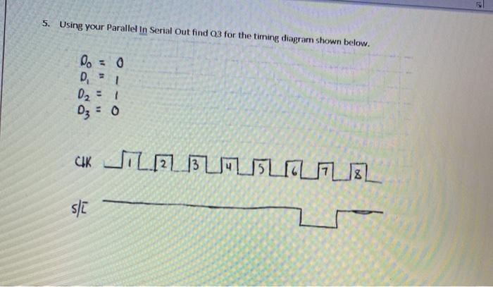 Solved 5. Using your Parallel in Serial Out find Q3 for the | Chegg.com