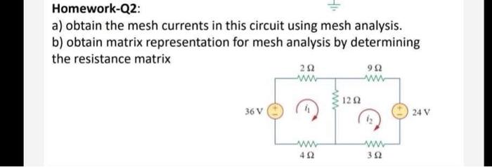 Solved Homework-Q2: a) obtain the mesh currents in this | Chegg.com