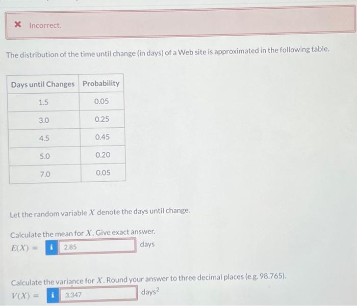 Solved The distribution of the time until change (in days) | Chegg.com